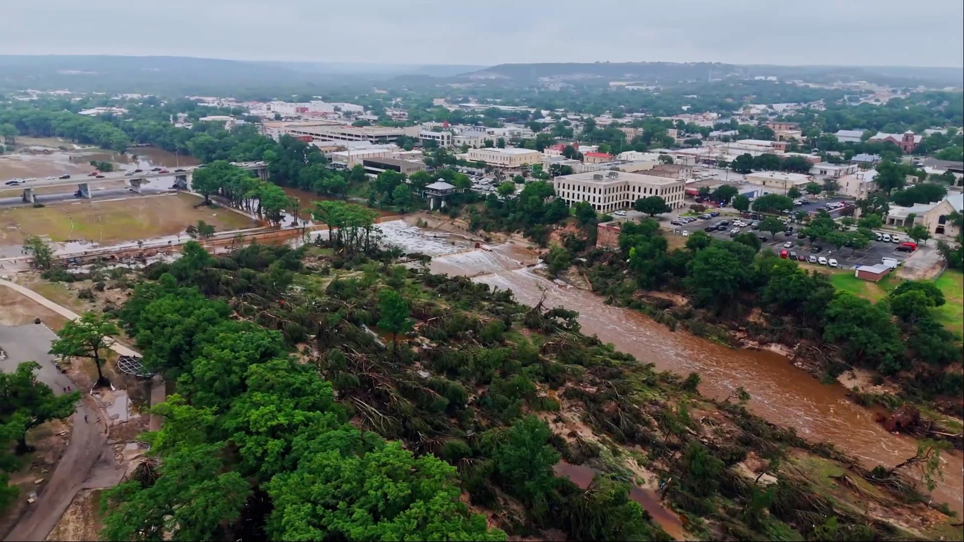 Drone footage reveals vast flood damage in Kerr County, Texas