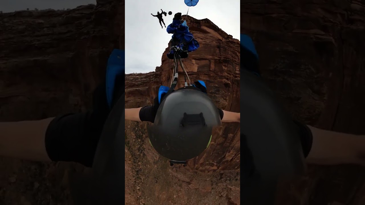Double BASE Jump Through Stunning Scenery