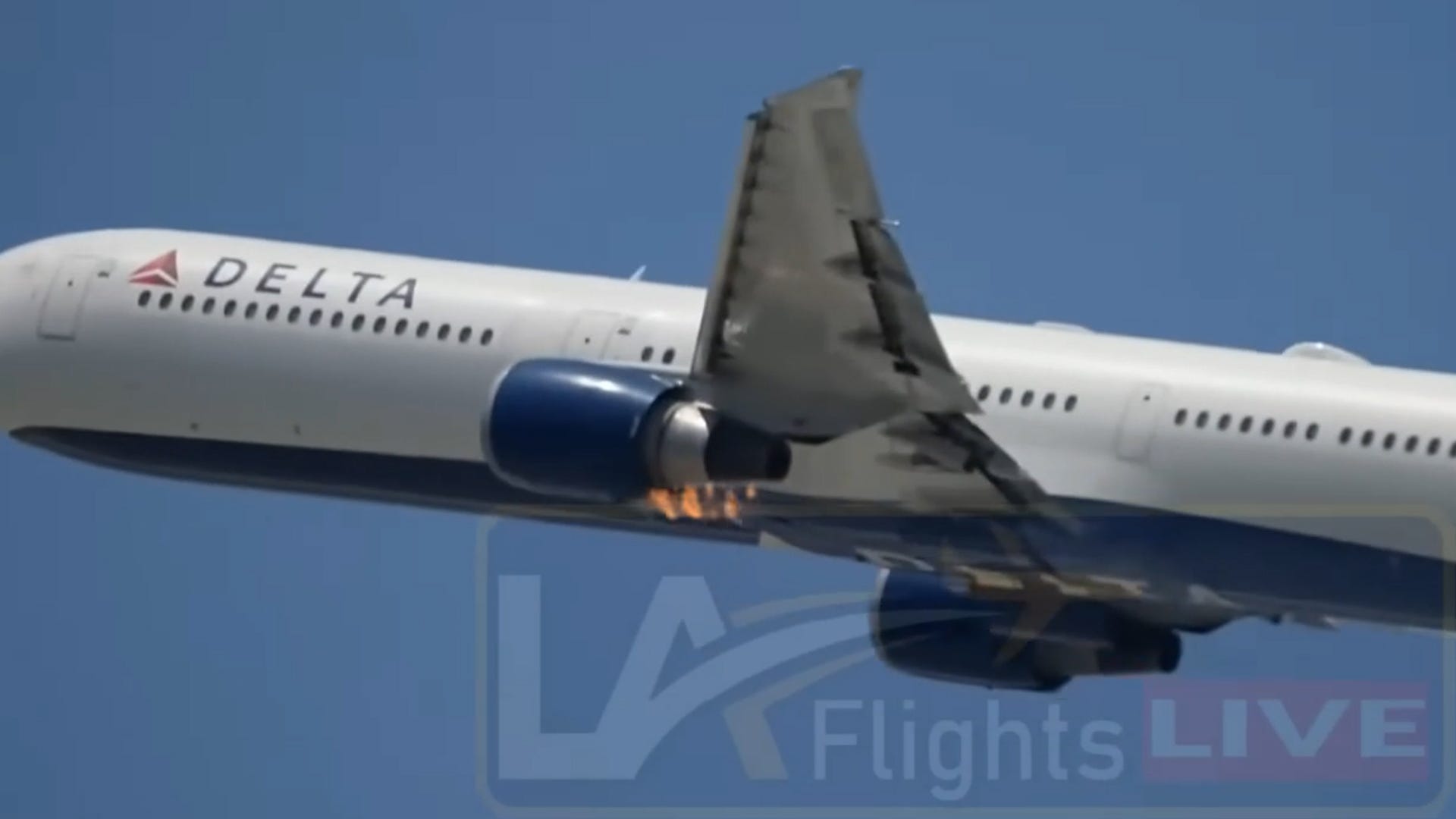 Video shows engine of Delta plane catch fire after takeoff; flight ...