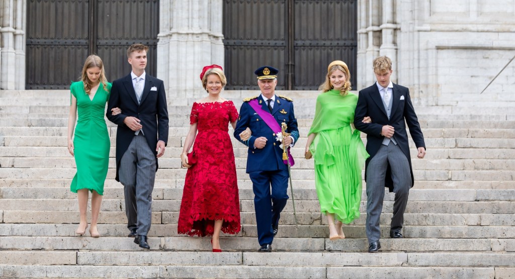 Queen Mathilde Leads a Floral Fashion Moment, Joined by Daughters in Summer Greens for Belgium's ...