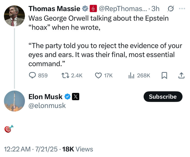 2 More Tweets— Elon Musk Reacts to MAGA Epstein Files Coverup