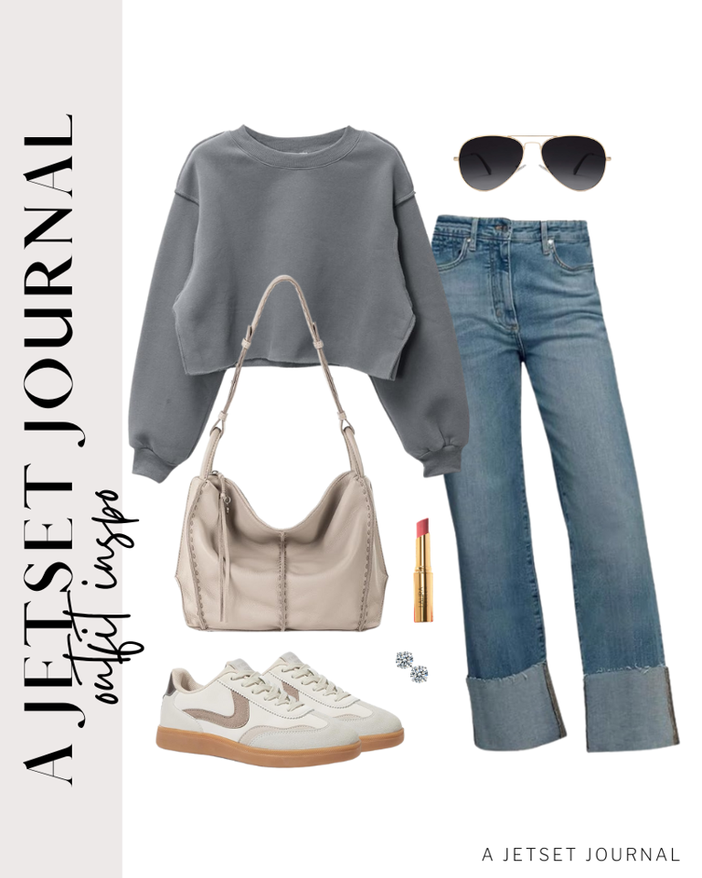 Outfit Ideas With Jeans and Simple Cropped Sweatshirts