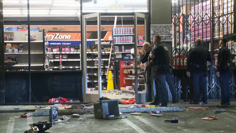 Thieves ransack an AutoZone during possible street takeover in South L.A.