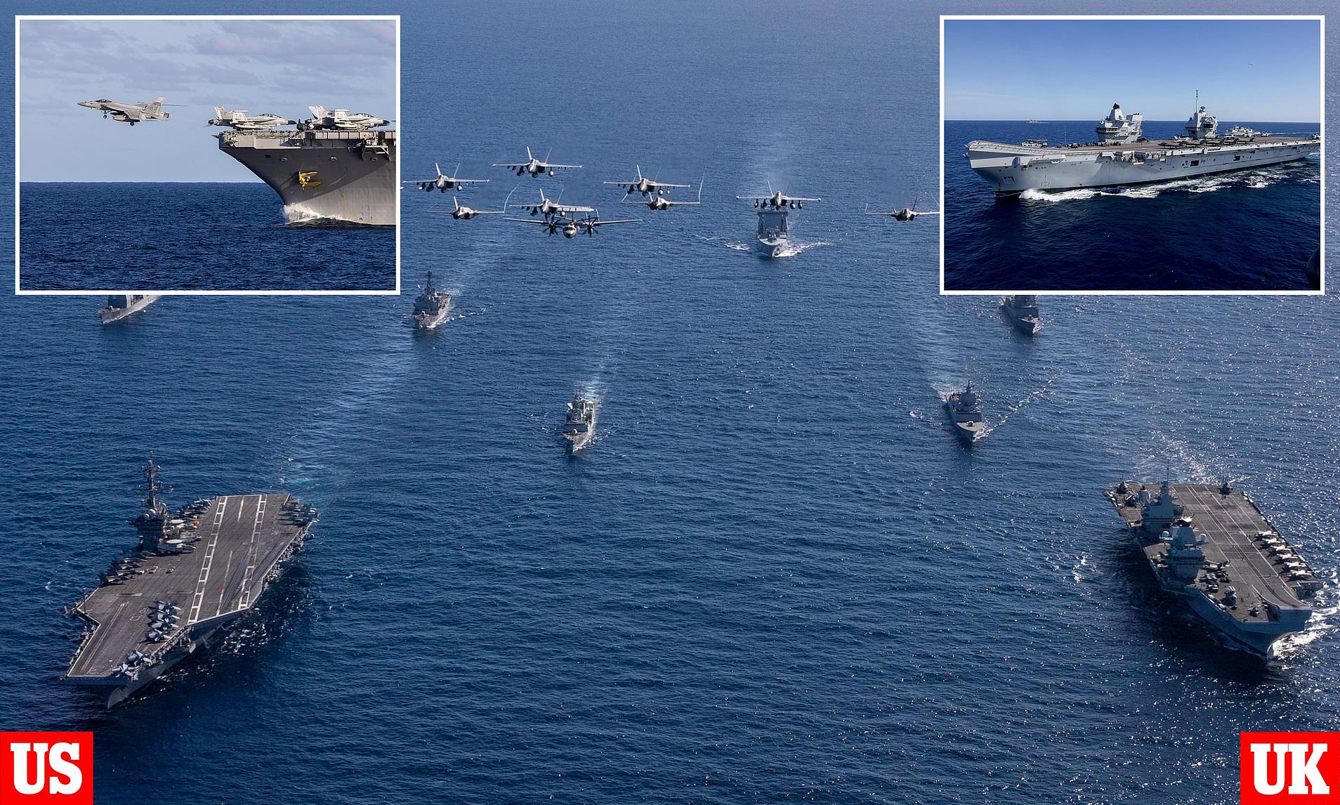 UK and US aircraft carriers steam through Pacific in display of ...