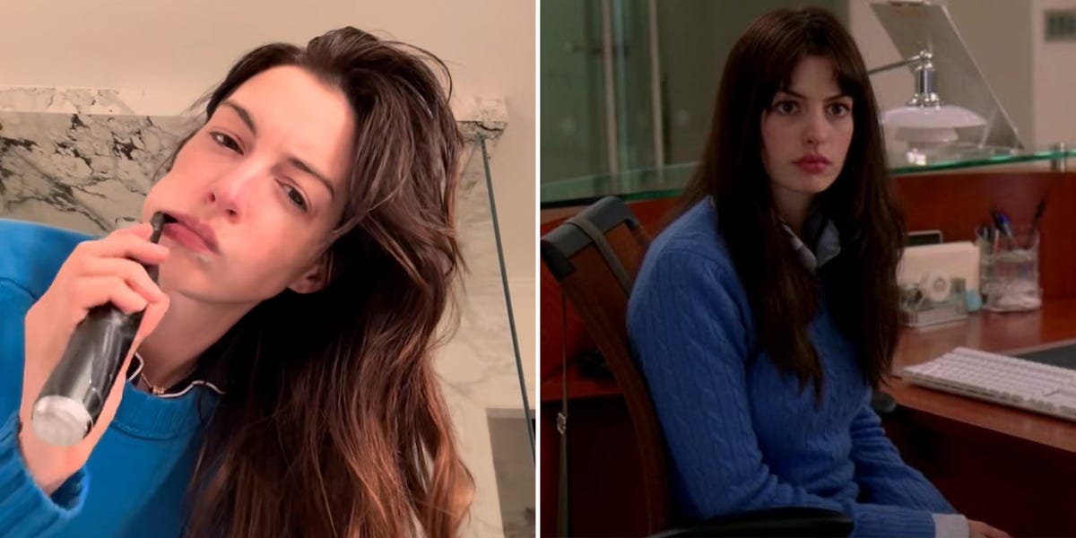 Anne Hathaway’s Work Outfit Perfectly Teases the “The Devil Wears Prada 2”