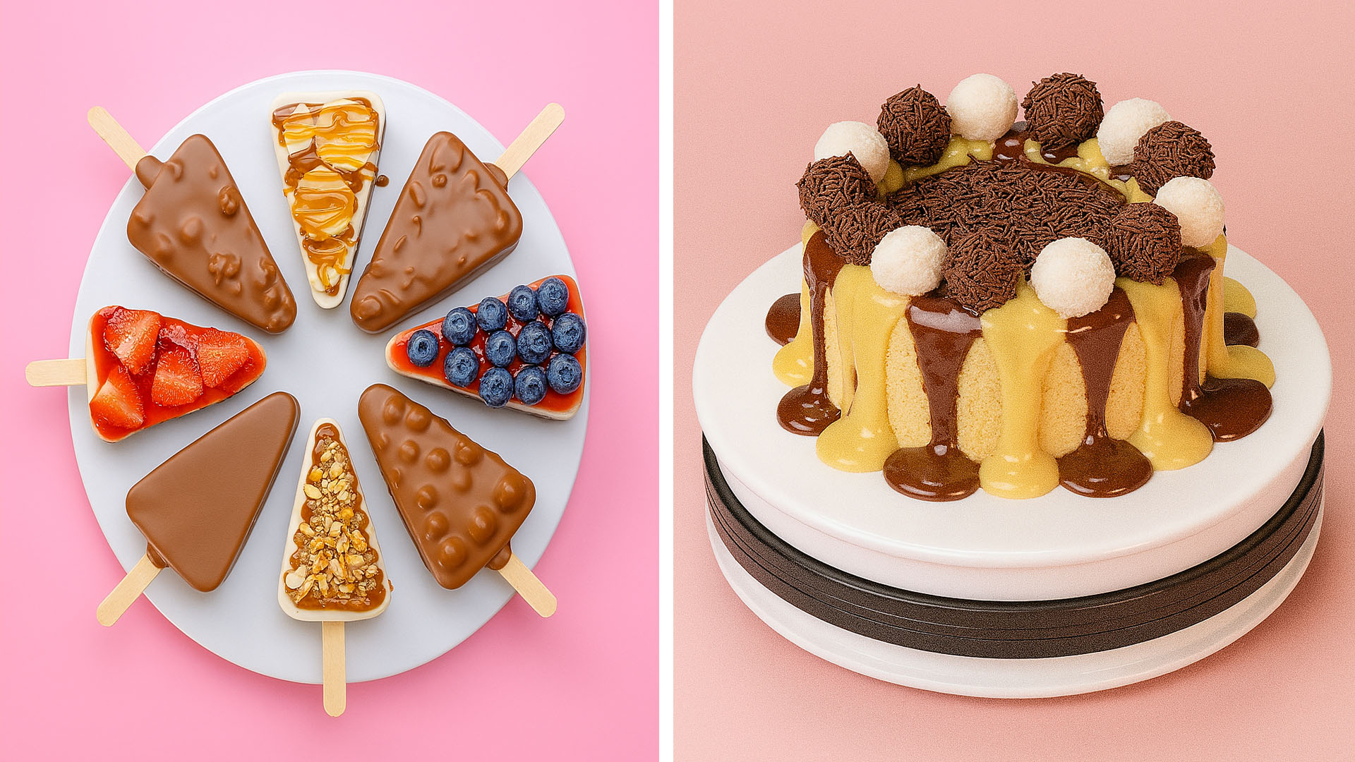 How to Make Ice Cream Cake Slices and Drip Ball Cake