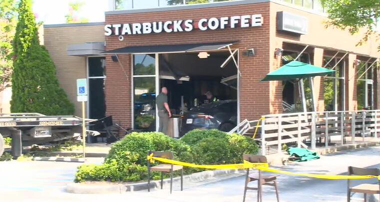 Car crashes into Starbucks near Greystone