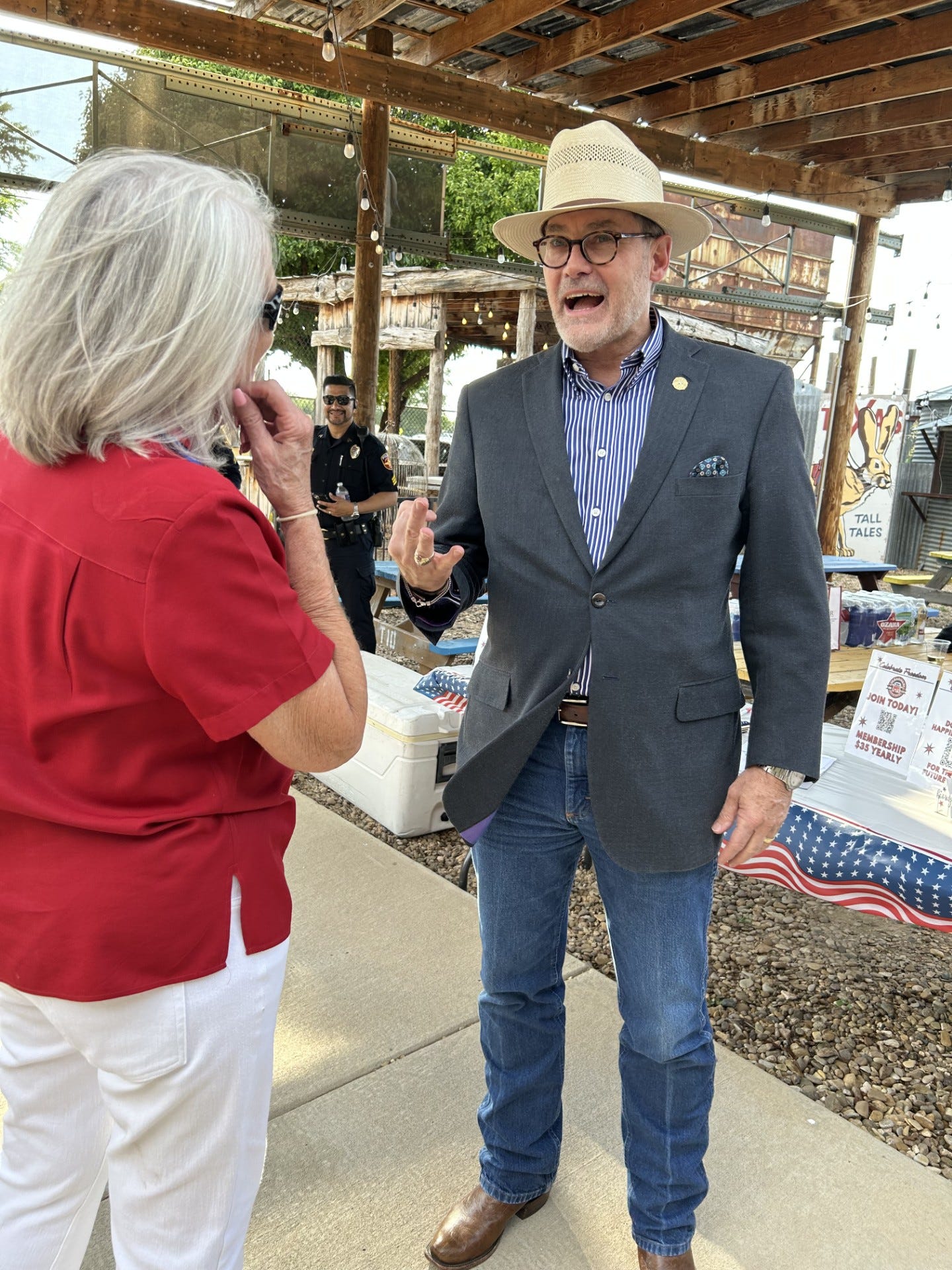 Former USAF Lt. Col. Larry Brock Jr. speaks to Amarillo Republicans