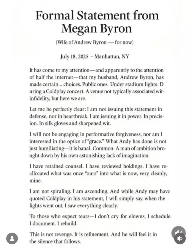 Megan Byron’s ‘formal statement’ surfaces on social media. See what ...