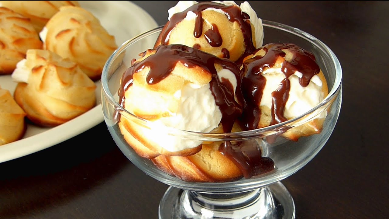 Receta Profiteroles Rellenos de Nata y Chocolate (Profiteroles Caseros)