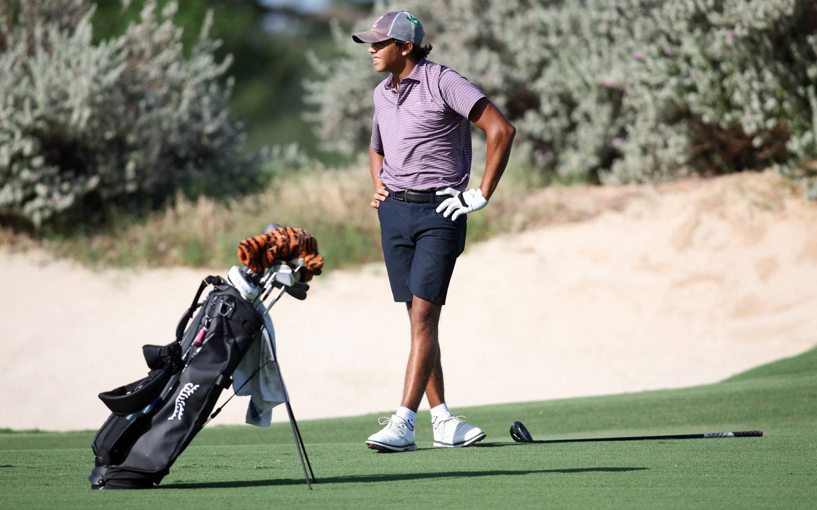 Tiger watches son Charlie’s tough start at US Junior Amateur