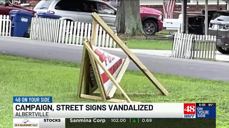 Albertville police investigating after campaign signs, street signs ...