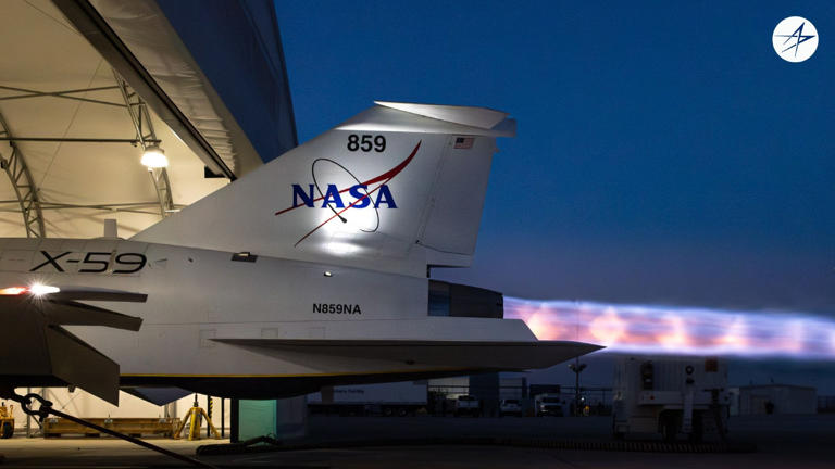 NASA's X-59 'quiet' supersonic jet rolls out for its 1st test drive (video)