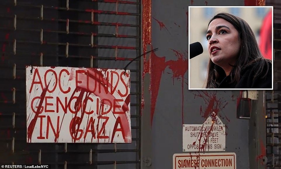 AOC's campaign office vandalized with red paint in NYC