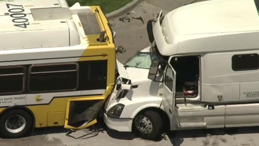 1 dead, several injured after DART bus, semi-truck crash in northeast ...
