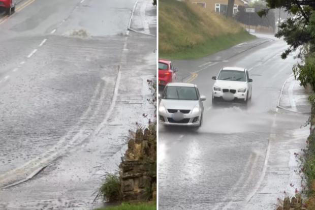 Heavy rainfall causes damage to vehicles after flash flooding on the roads