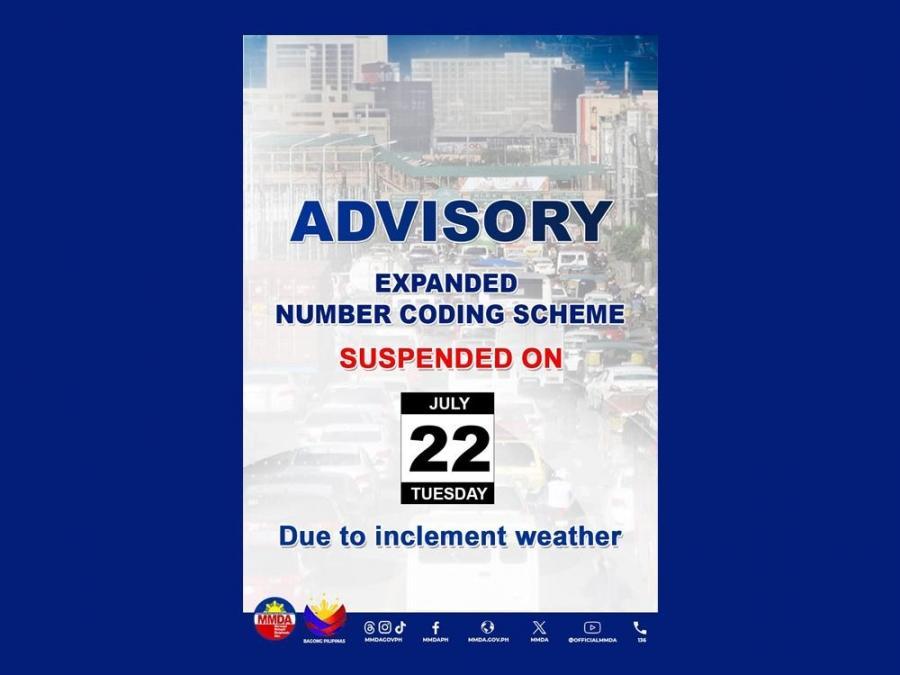 MMDA suspends expanded number coding scheme due to inclement weather