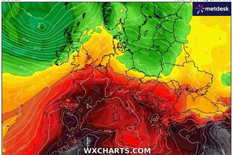 UK weather charts turn blood red as 34C heat bomb brings next heatwave ...
