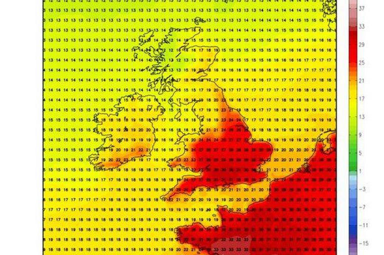UK weather charts turn blood red as 34C heat bomb brings next heatwave ...