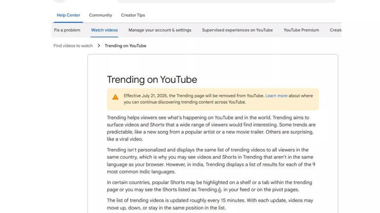 YouTube ends trending page in July 2025; here’s what is replacing it ...