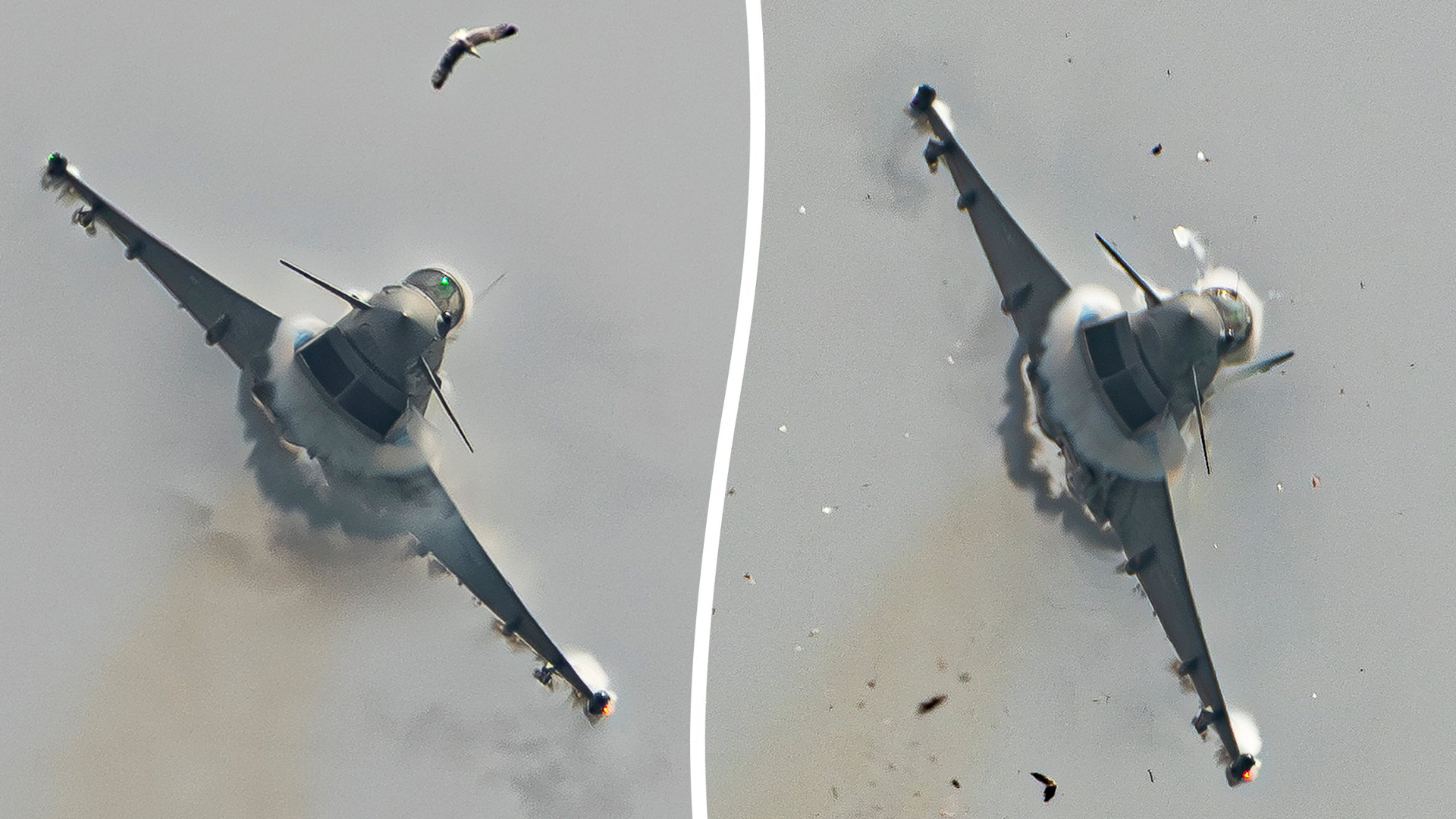 Explosive pictures show bird shattering cockpit of £73m warplane