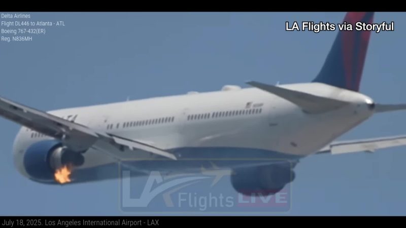 WATCH: Delta flight makes emergency landing at LAX after engine catches ...