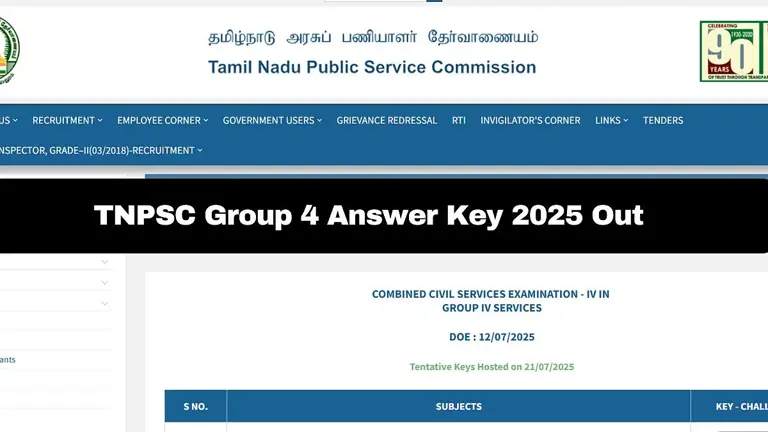 TNPSC Group 4 Answer Key 2025 Out At tnpsc.gov.in; Details Here