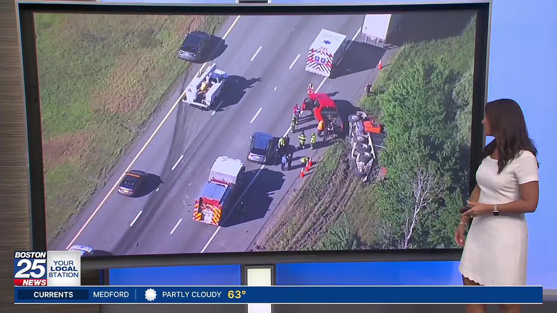 1 person flown to hospital after dump truck crash shuts down I-495 in ...