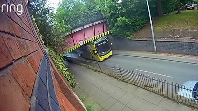 Horror moment as double-decker bus smashes into bridge in Eccles