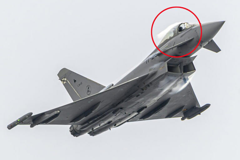 Explosive pictures show bird shattering cockpit of £73m warplane