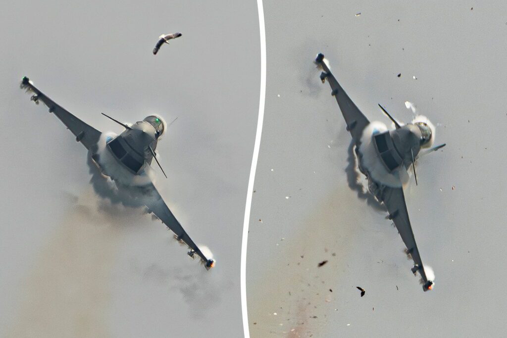 Explosive pictures show bird shattering cockpit of £73m warplane
