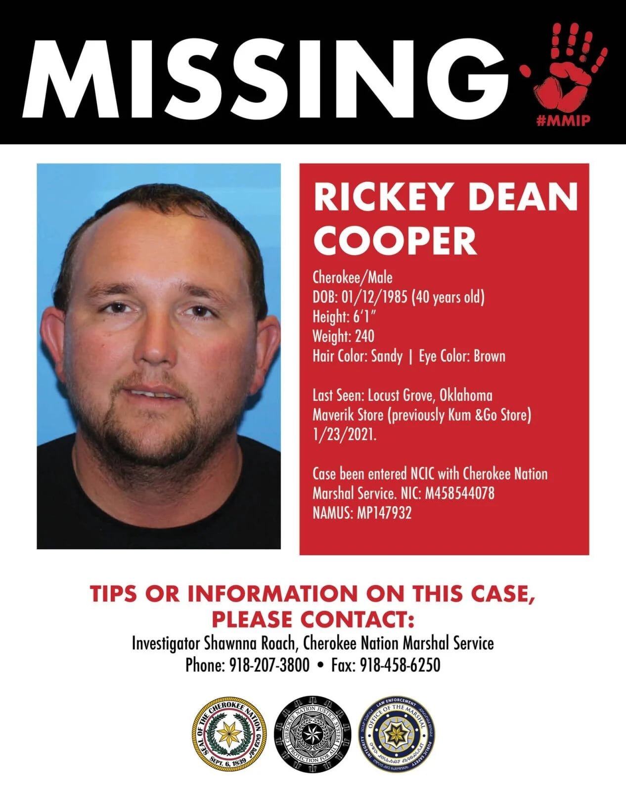 Cherokee Nation Marshal Service searching for missing 40-year-old man