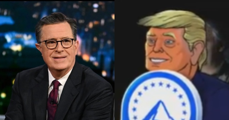 Stephen Colbert recreates Coldplay kiss cam moment with animated Trump ...