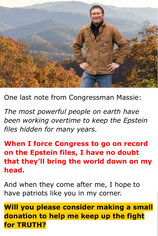 Thomas Massie Fundraises Off Trump’s Epstein Cover-Up