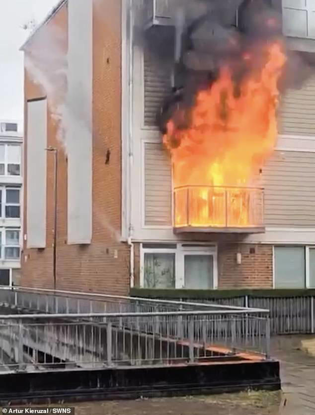 Moment raging inferno engulfs block of flats after overcharged e-bike ...