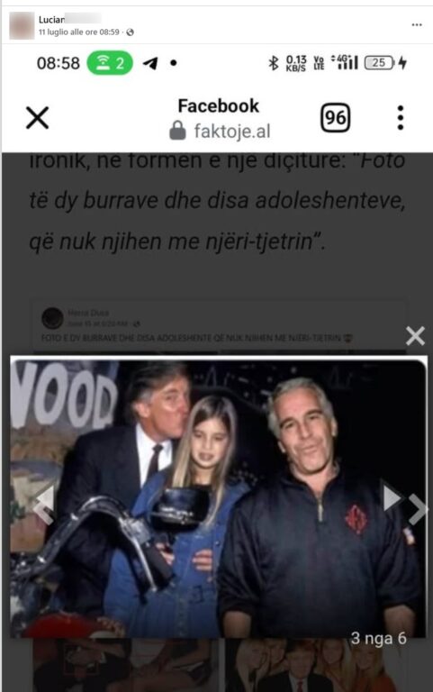 La falsa foto di Donald e Ivanka Trump insieme a Epstein