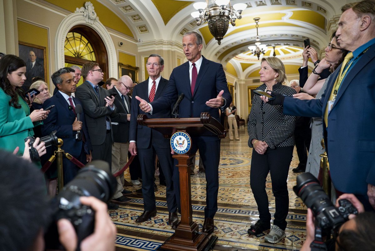 Senators speak after weekly caucus luncheon on Capitol Hill