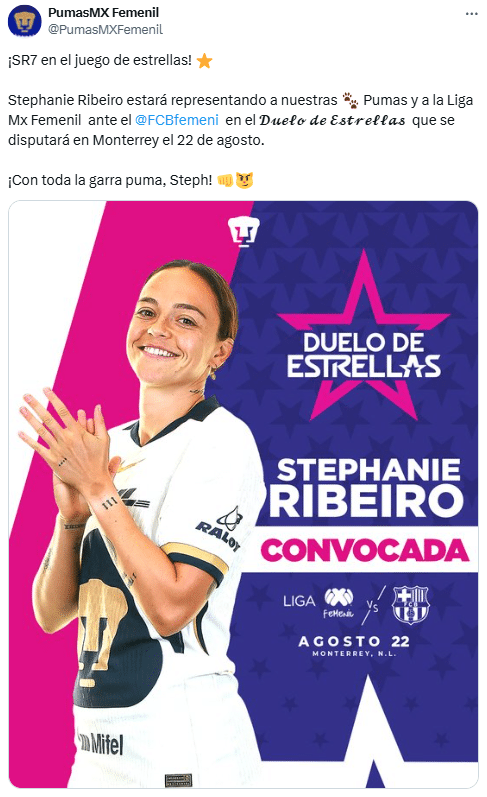 Orgullo de Pumas: Stephanie Ribeiro convocada al Duelo de Estrellas ...