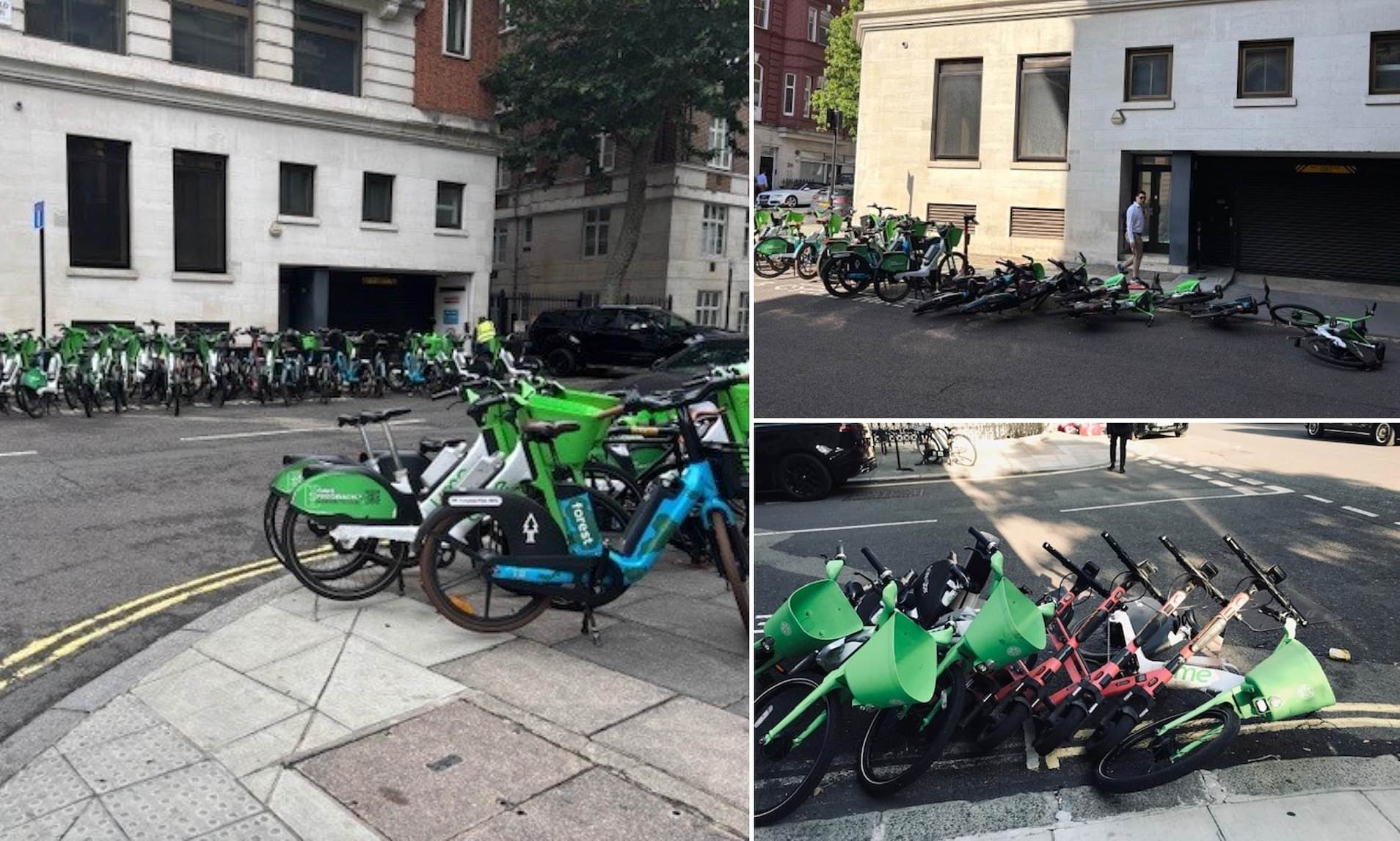 Locals' fury as dockless e-bike bay in affluent London area is overrun ...