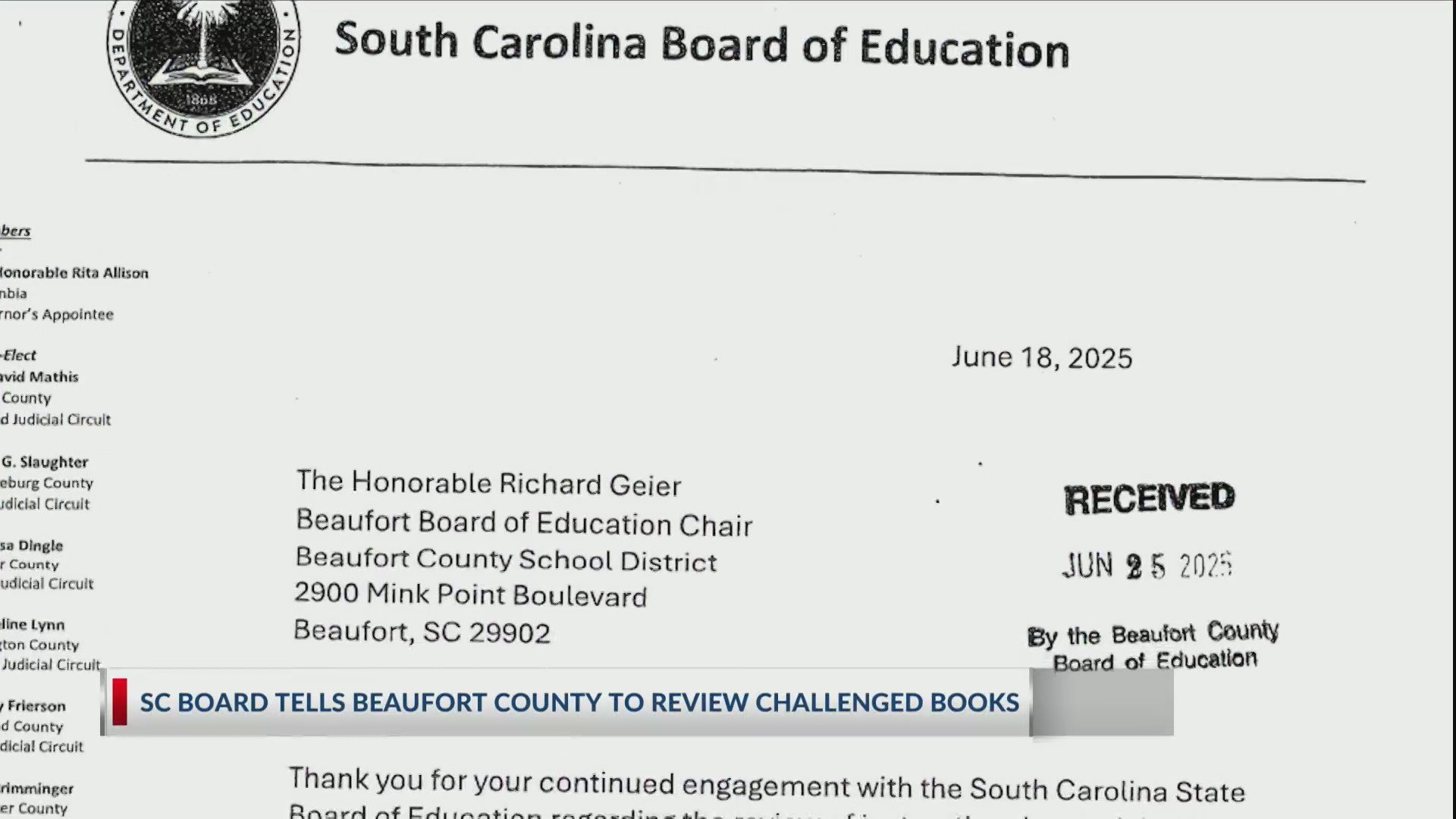 State requests Beaufort County Schools to review complaints against books