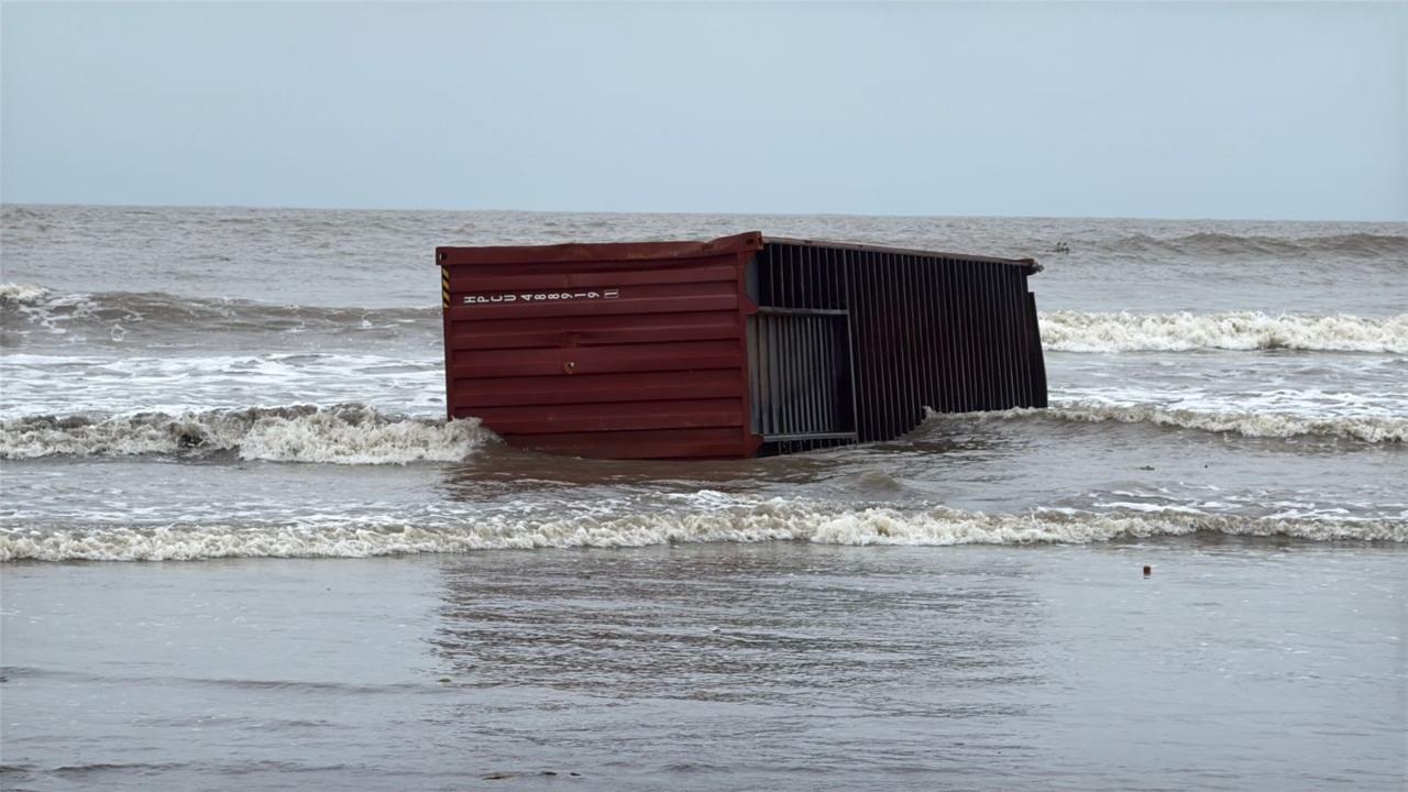 IN PHOTOS Container from ship washes ashore at Maharashtras Palghar