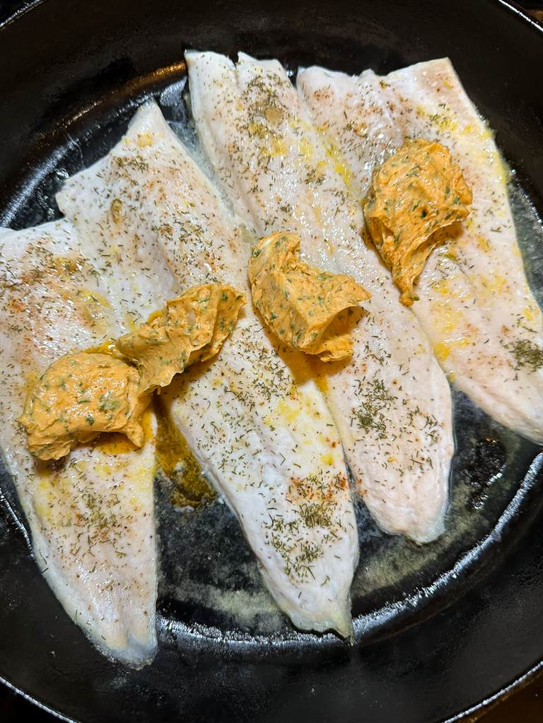 Baked Rainbow Trout with Cajun Garlic Butter Sauce