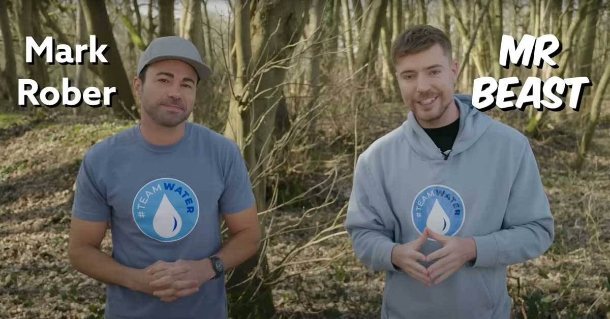 YouTubers MrBeast, Mark Rober tease #TeamWater project in secret video ...