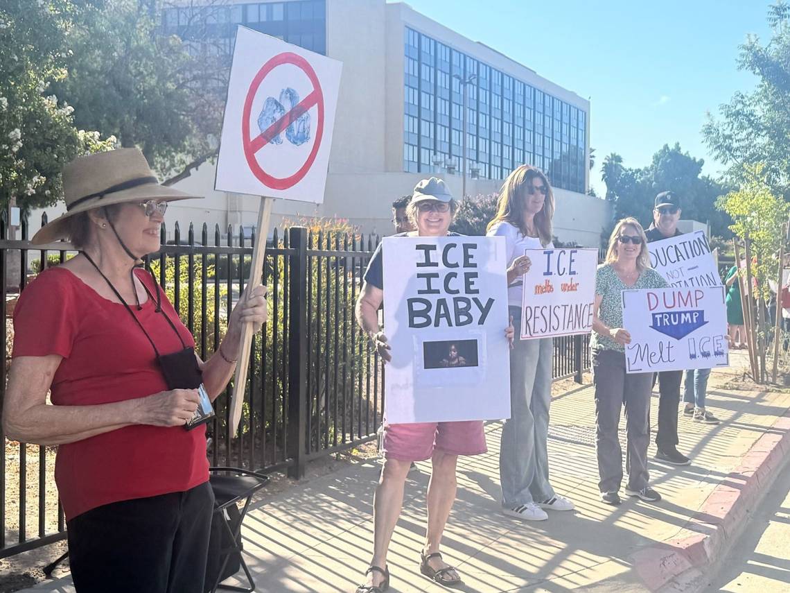 Protesters outside of Fresno ICE office oppose recent immigration ...