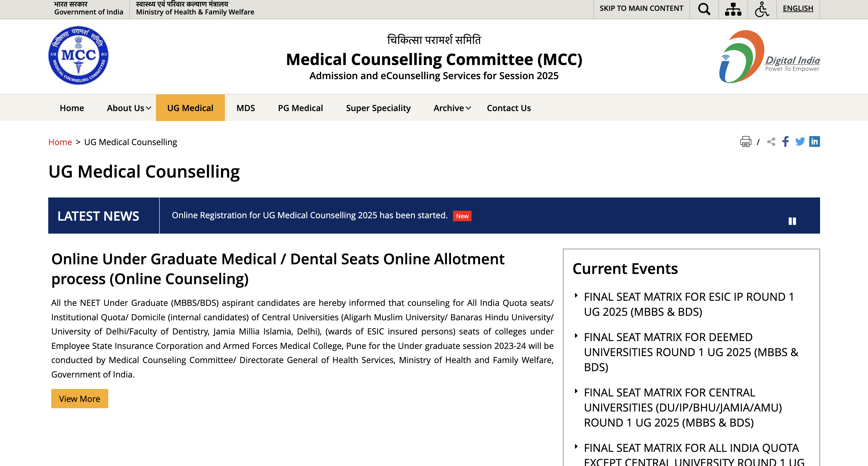 NEET UG 2025 MBBS admissions: MCC issues new guidelines for PwBD ...