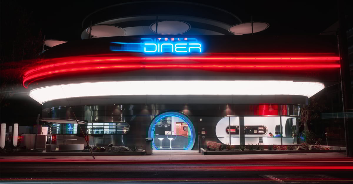 Tesla Diner Opens with Drive-In Movies and EV Charging