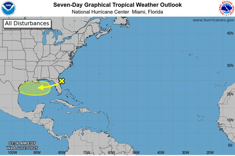 Map shows possible Florida tropical cyclone as torrential rain causes ...