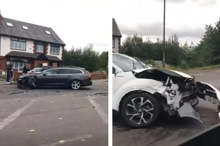 Unmarked GMP car crashes on busy road on its way to another job