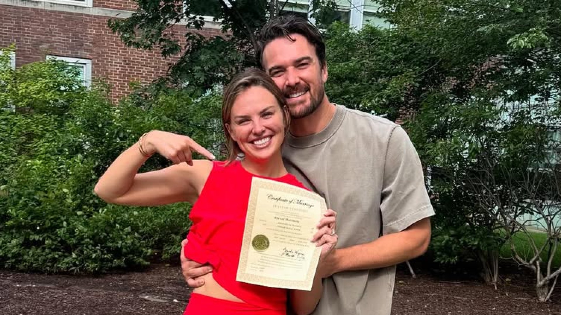 Hannah Brown and Adam Woolard Legally Marry Ahead of France Nuptials