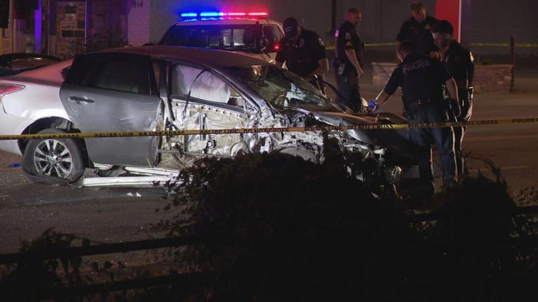 Car smashes into building after police chase, man charged